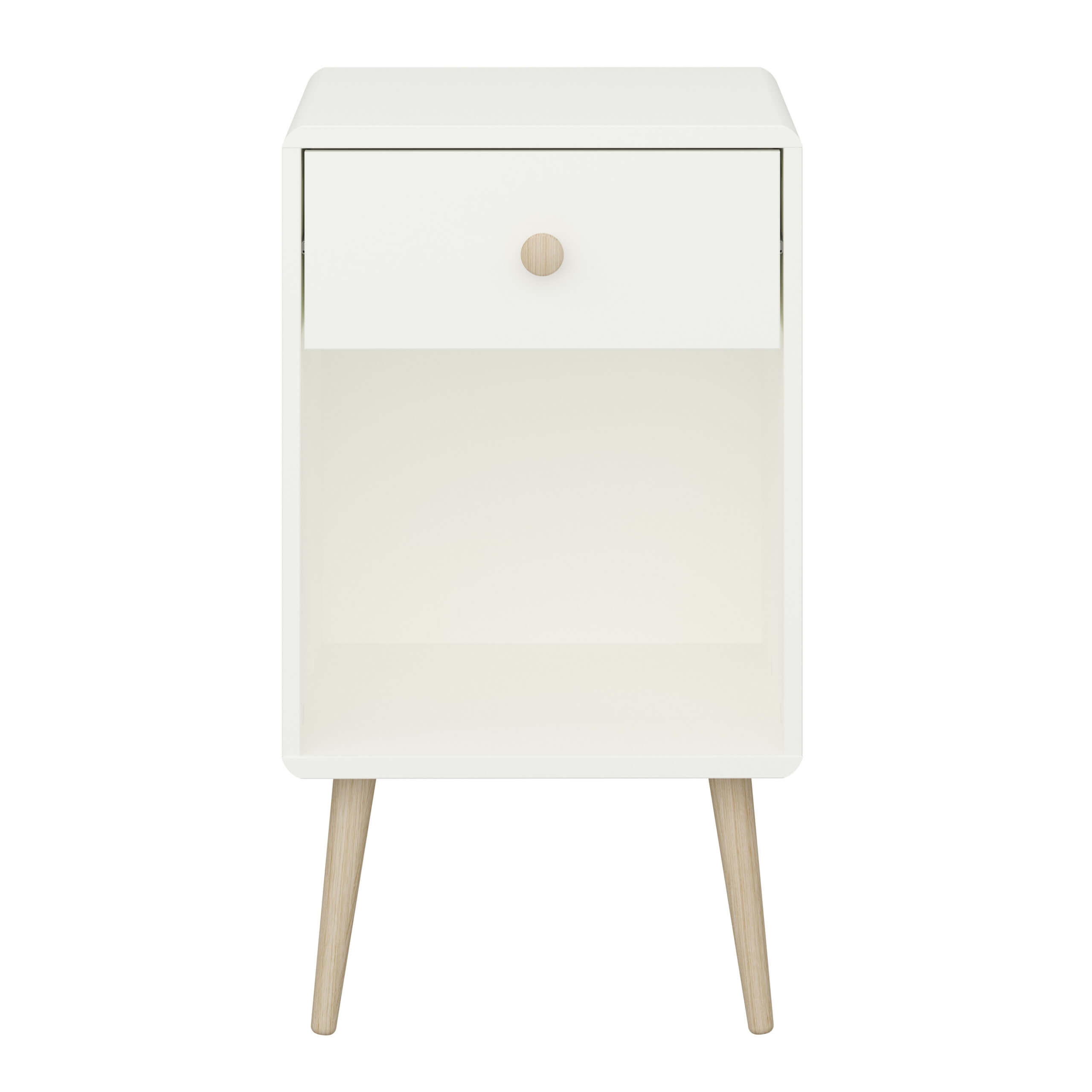 Κομοδίνο Soft Line με 1 ράφι και 1 συρτάρι σε MDF Λάκα - Λευκό - MDF ...